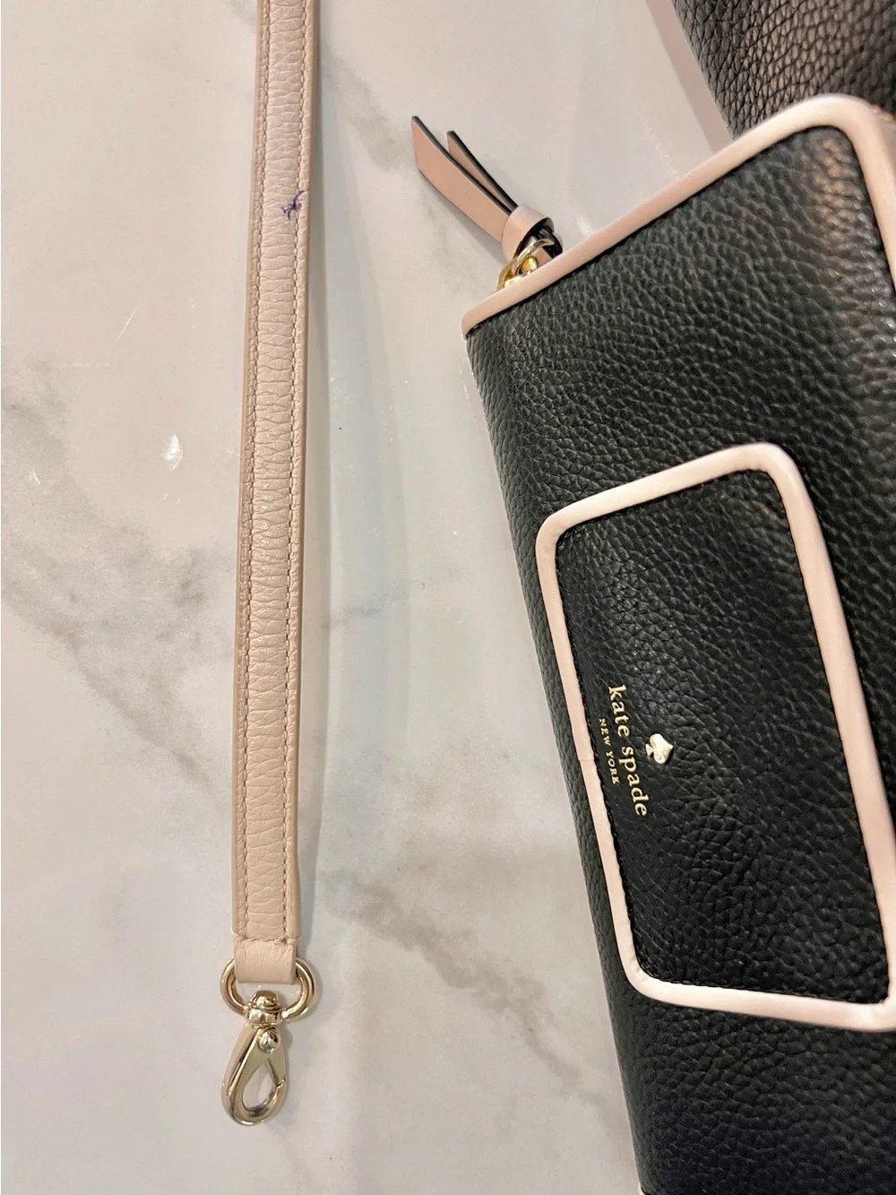 kate spade | Bags | Kate Spade Black And Cream Pebbled Leather Satchel ...